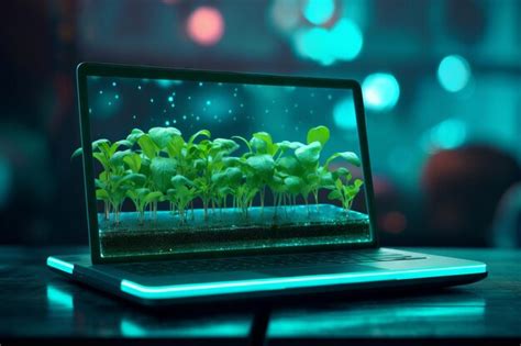 premium ai image a laptop with futuristic hydroponics monitoring