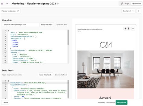 previewing templates with data iterable support center