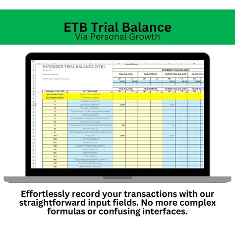 Extended Trial Balance Template Excel File 3 Tabs Easy And Straight