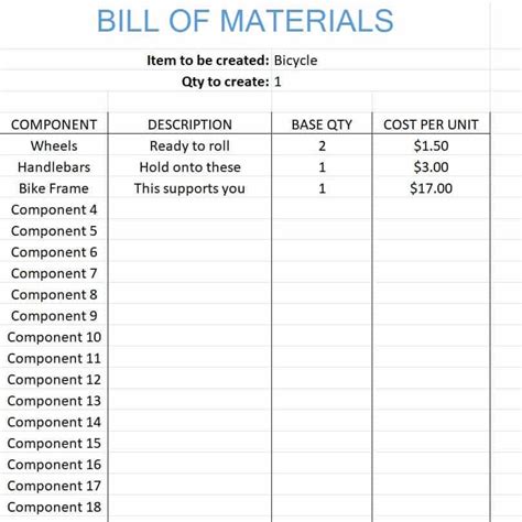 Free 23 Bill Of Materials Bom Templates [excel Word]