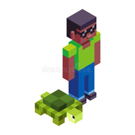 Isolated Guy Turtle Minecraft Vector Illustration Stock Vector Illustration Of Square Cartoon