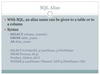 Sql Alias PPT
