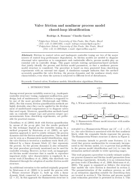 Pdf Valve Friction And Nonlinear Process Model Closed Loop Identification
