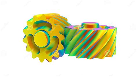 3d rendering fea analysis of two helical gears stock illustration