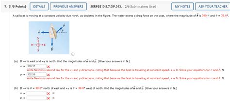 Solved A Sailboat Is Moving At A Constant Velocity Due