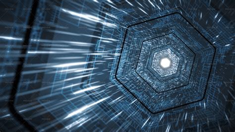 Blue Neon Hexagonal Tunnel Graphics Motion Array