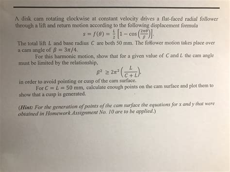 solved a disk cam rotating clockwise at constant velocity