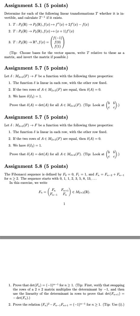 Solved Assignment 5.1 (5 ﻿points)Determine for each of ﻿the | Chegg.com