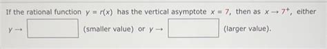 Solved If The Rational Function Y R X Has The Vertical