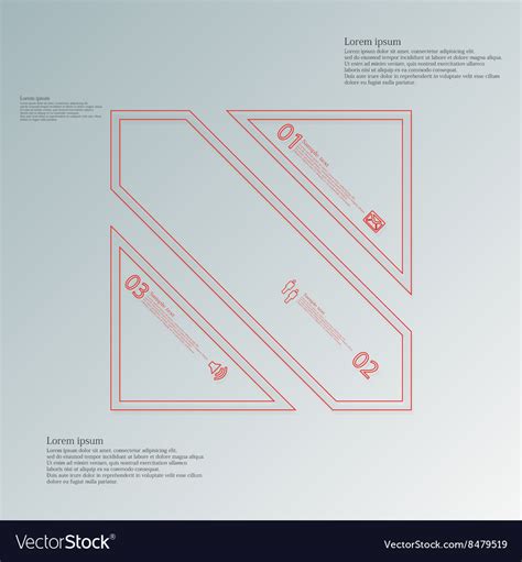 Square Divided To Three Red Parts Infographic Vector Image