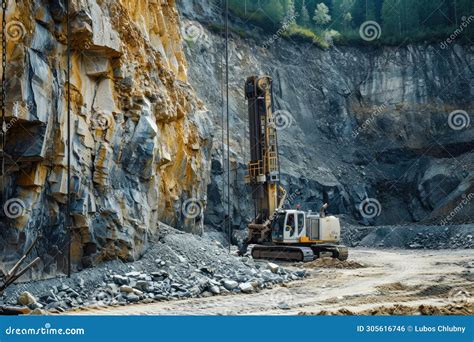 Drilling Machine In Open Cast Mining Quarry Stock Illustration Illustration Of Quarry