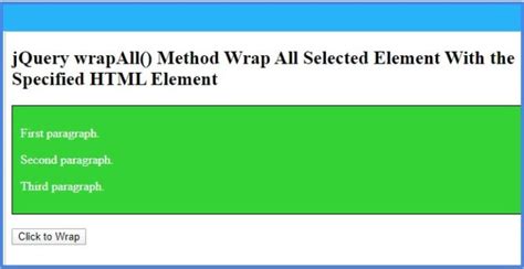 Jquery Wrapall Method Wrap All Selected Elements