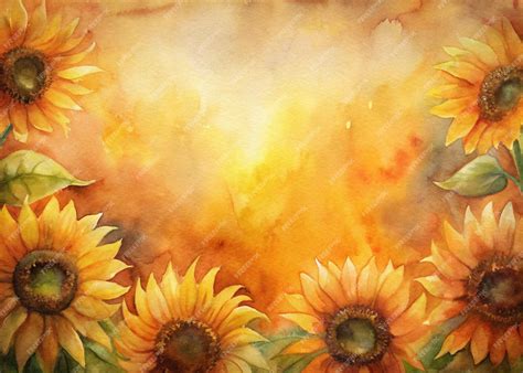 Premium Vector Watercolor Background Featuring A Sunflower