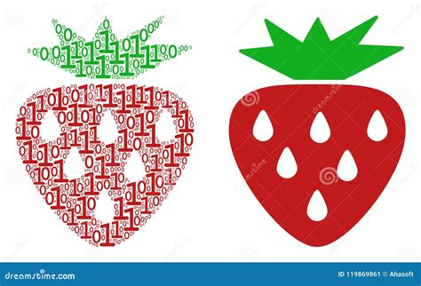 Strawberry Mosaic Of Binary Digits Stock Vector Illustration Of