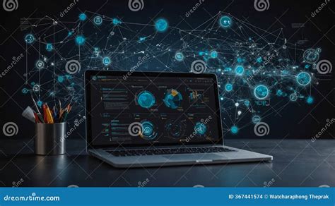 Advanced Data Center Network Equipment With Glowing Leds Royalty Free Stock Image