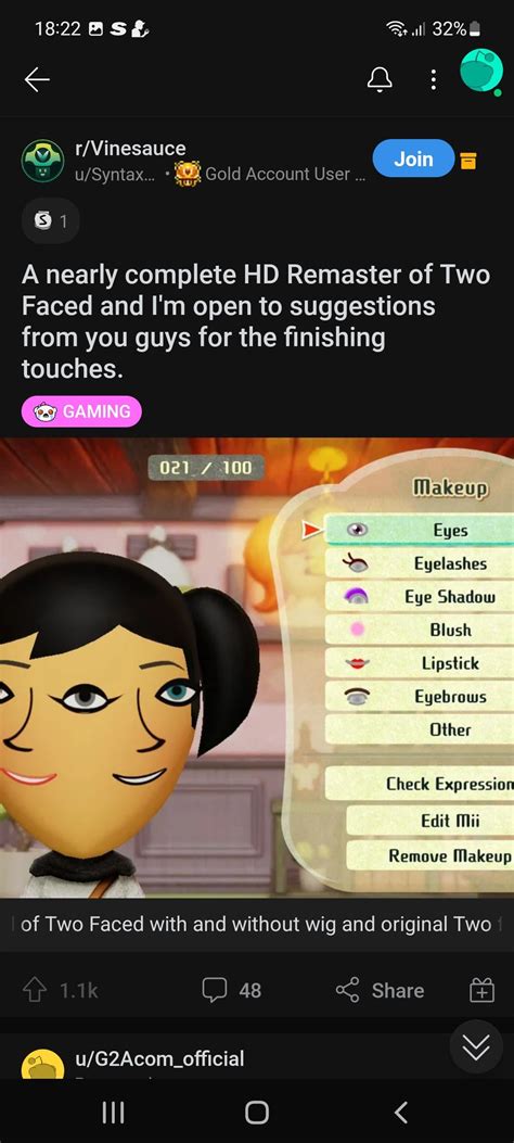 Someone Made Hd Two Faced But There Code Doesnt Work Anymore And I Suck At Making Miis Could