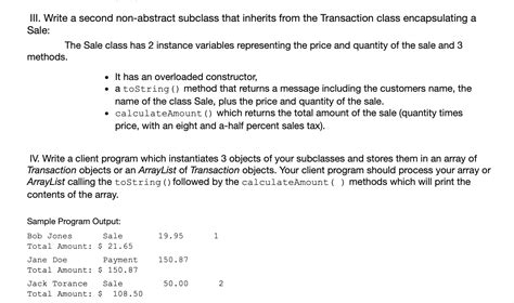 solved 1 write an abstract superclass encapsulating a
