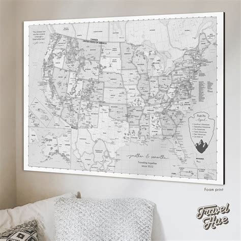 National Park Map For Couples Framed United States National Parks