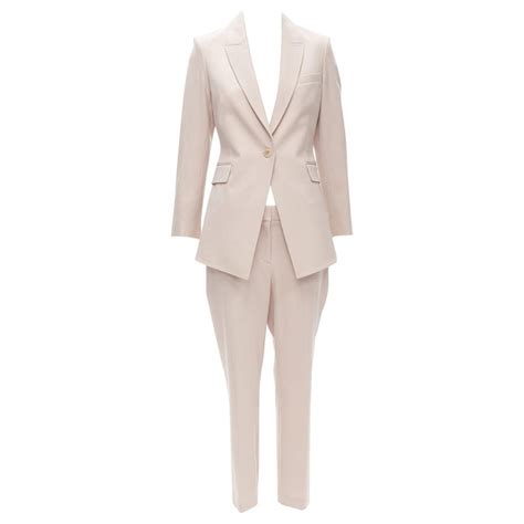 Theory Etiennette B Blush Pink Wool Long Line Blazer Tapered Pants Suit