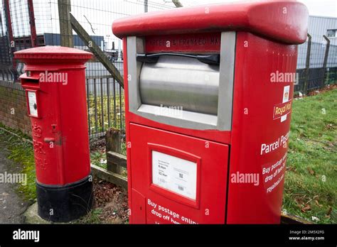 Royal Mail Standard Postbox And Parcel And Franked Mail Postbox On An