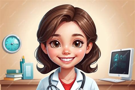 Premium Photo Cute Girl Cartoon See Smiley Doctor Illustration