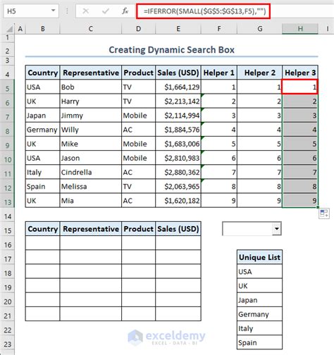 Search Box In Excel With Filtering And Dynamic Search Box