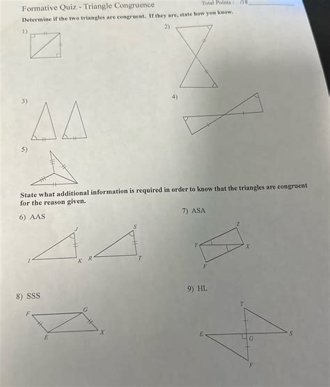 [solved] I Formative Quiz Triangle Congruence Total Points 18 Course Hero