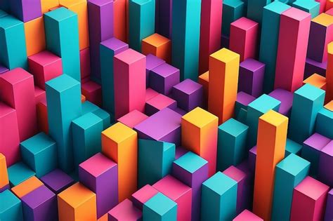 premium photo color cubic columns background 3d illustration