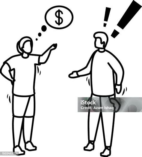 돈 달러 벡터 개요 아이콘 디자인 기분과 느낌 기호 감정적 인 캐릭터 기호 사회 문제 장면 스톡 일러스트레이션 젊은 커플 맹세와 외침 개념으로 인해 부부 싸움 가리키기에