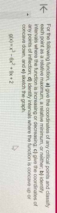 Solved For The Following Function A Give The Coordinates Chegg