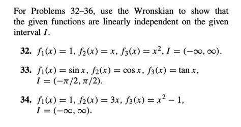 solved for problems 32 36 use the wronskian to show that