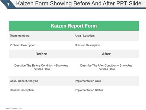 Kaizen Form Showing Before And After Ppt Slide PowerPoint Slide Images PPT Design Templates