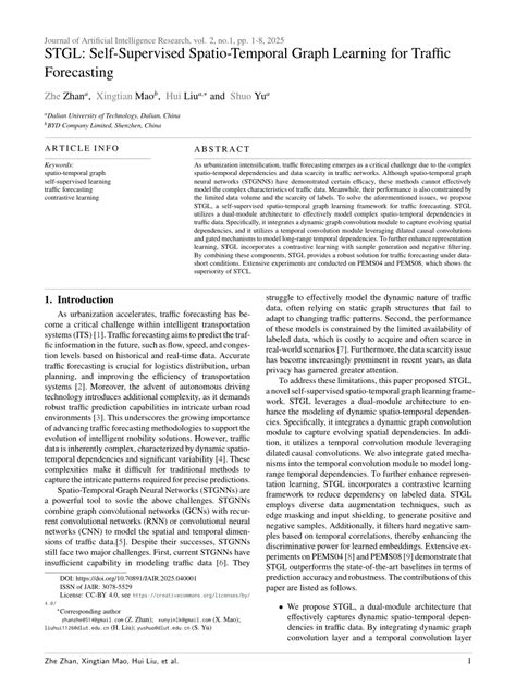 Pdf Stgl Self Supervised Spatio Temporal Graph Learning For Traffic