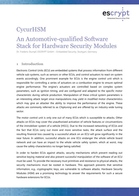 Hardware Security Modules For Embedded Systems