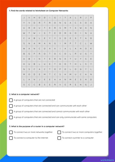 worksheet on computer networks interactive worksheet topworksheets