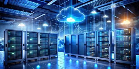 Computer Data Cloud Network Server Montage Premium AI Generated Image