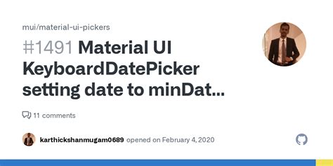 Material Ui Keyboarddatepicker Setting Date To Mindate If The Value Is