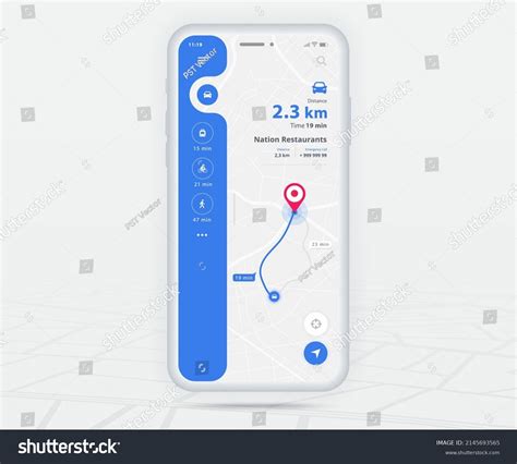 Map Gps Navigation App Ux Ui Concept Mobile Map Royalty Free Stock Vector Avopix Com