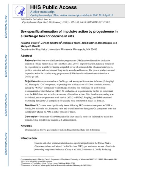 Pdf Sex Specific Attenuation Of Impulsive Action By Progesterone In A