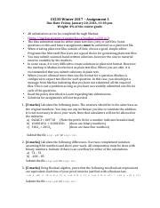 CS W A CS Winter Assignment Due Date Friday January P M Weight