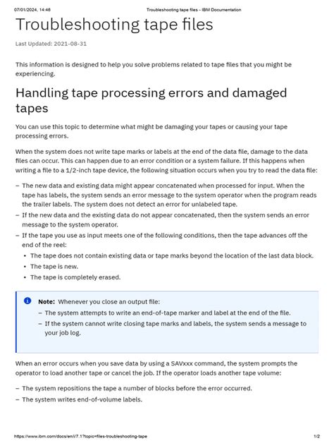 Troubleshooting Tape Files Ibm Documentation Pdf