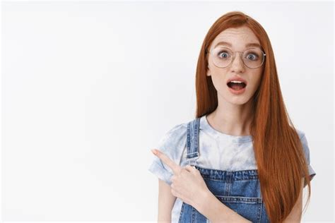 Free Photo Impressed Cute Redhead Girl With Long Hair Open Mouth