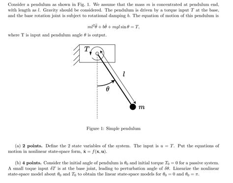 solved consider a pendulum as shown in fig 1 ﻿we assume