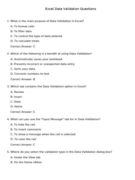 Excel Data Validation Detailed Questions Pdf Microsoft Excel Computer Programming