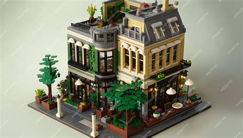 Premium Ai Image Lego Model Of A Building With Restaurant And Tree