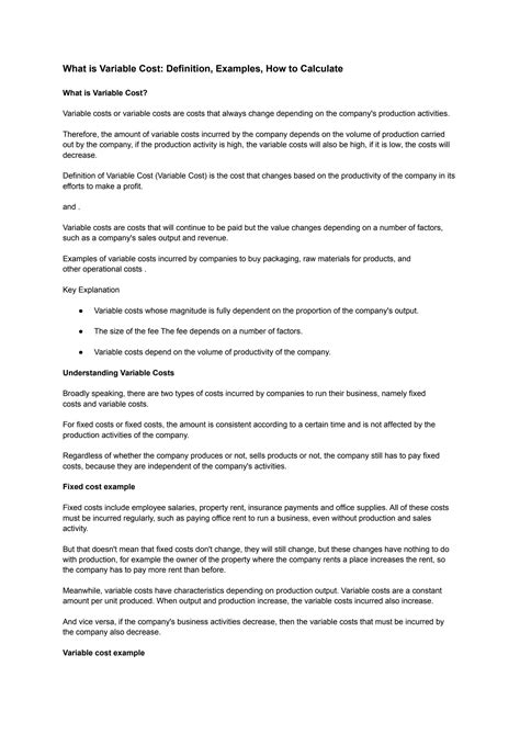 SOLUTION What Is Variable Cost Definition Examples How To Calculate Pdf Studypool