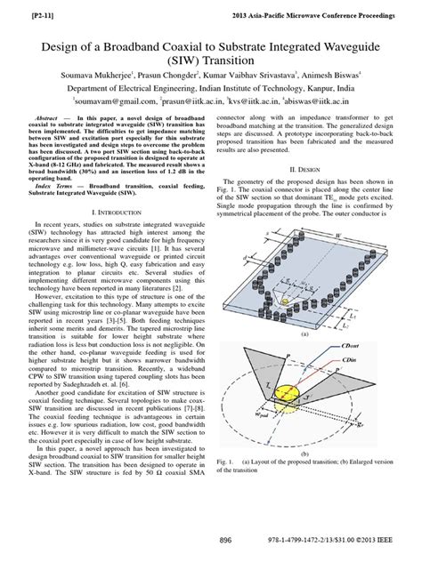 Design Of A Broadband Coaxial To Substrate Integrated Waveguide Siw