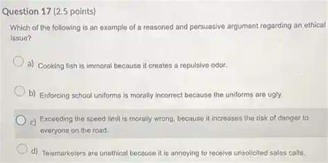 Question 17 2 5 Points Which Of The Following Is An Example Of A