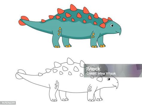 재미있는 만화 공룡 안킬로사우루스 색칠하기 책에 대한 그림 고생물학에 대한 스톡 벡터 아트 및 기타 이미지 고생물학 공룡 낙서 드로잉 Istock