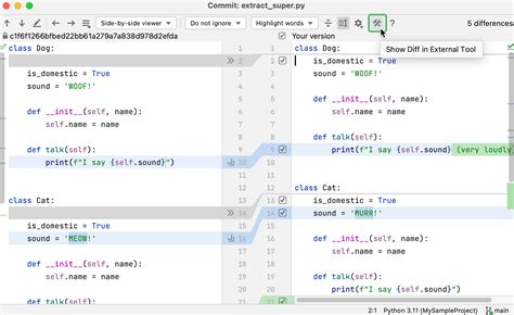 Compare Files Folders And Text Sources Pycharm Documentation